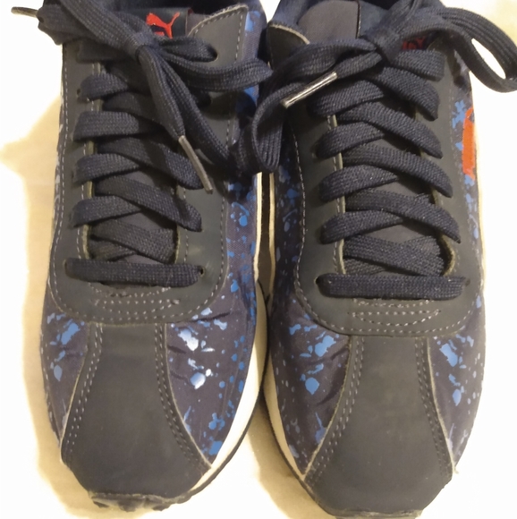 Puma | Shoes | Puma Red White And Blue Paint Splattered Sneaker | Poshmark